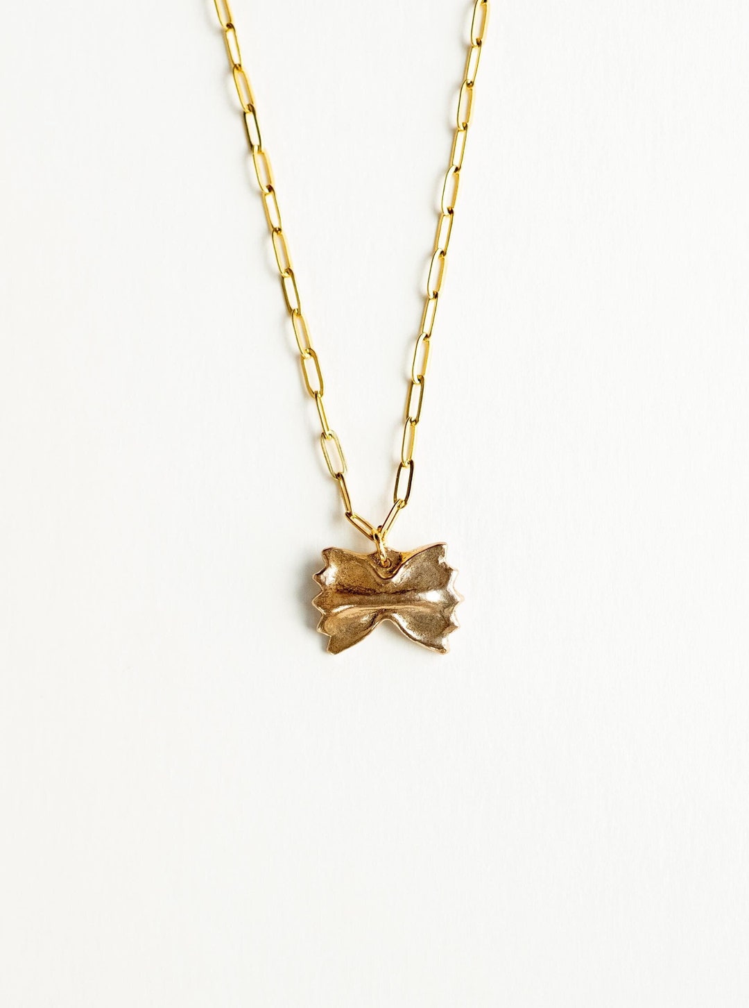 Handmade Bronze Metal Farfalle Pasta Charm | Dainty Bronze Farfalle ...