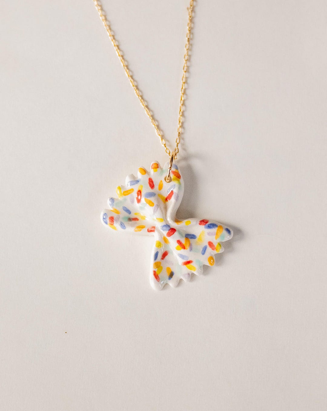 Pasta Farfalle Necklace Rainbow Sprinkle Pendant | Sprinkle Bow Tie ...