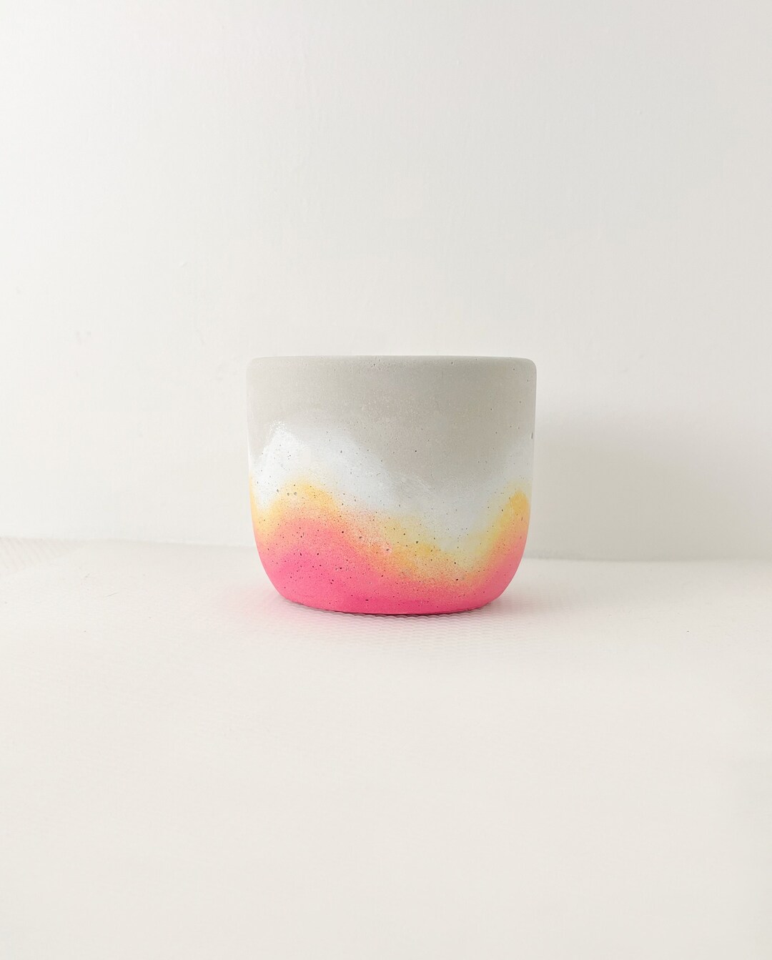 Kiwi Mango Pot Pink and Yellow Planter Cement Planter Pink/yellow ...