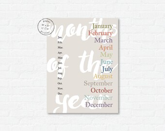 Days & Months Printable Poster Bundle Classroom or | Etsy