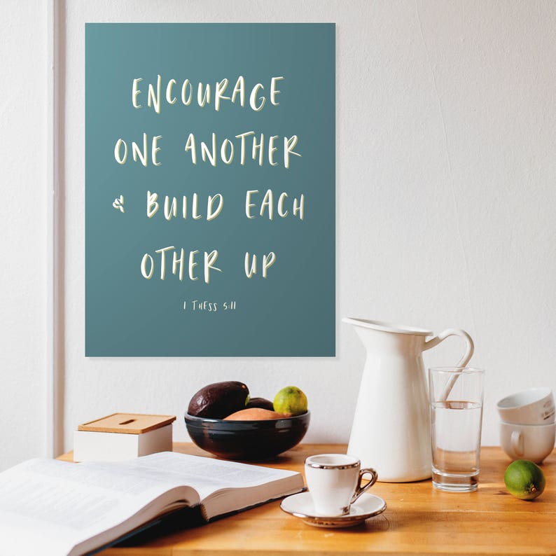 Encourage One Another Poster Scripture Art Print Modern - Etsy