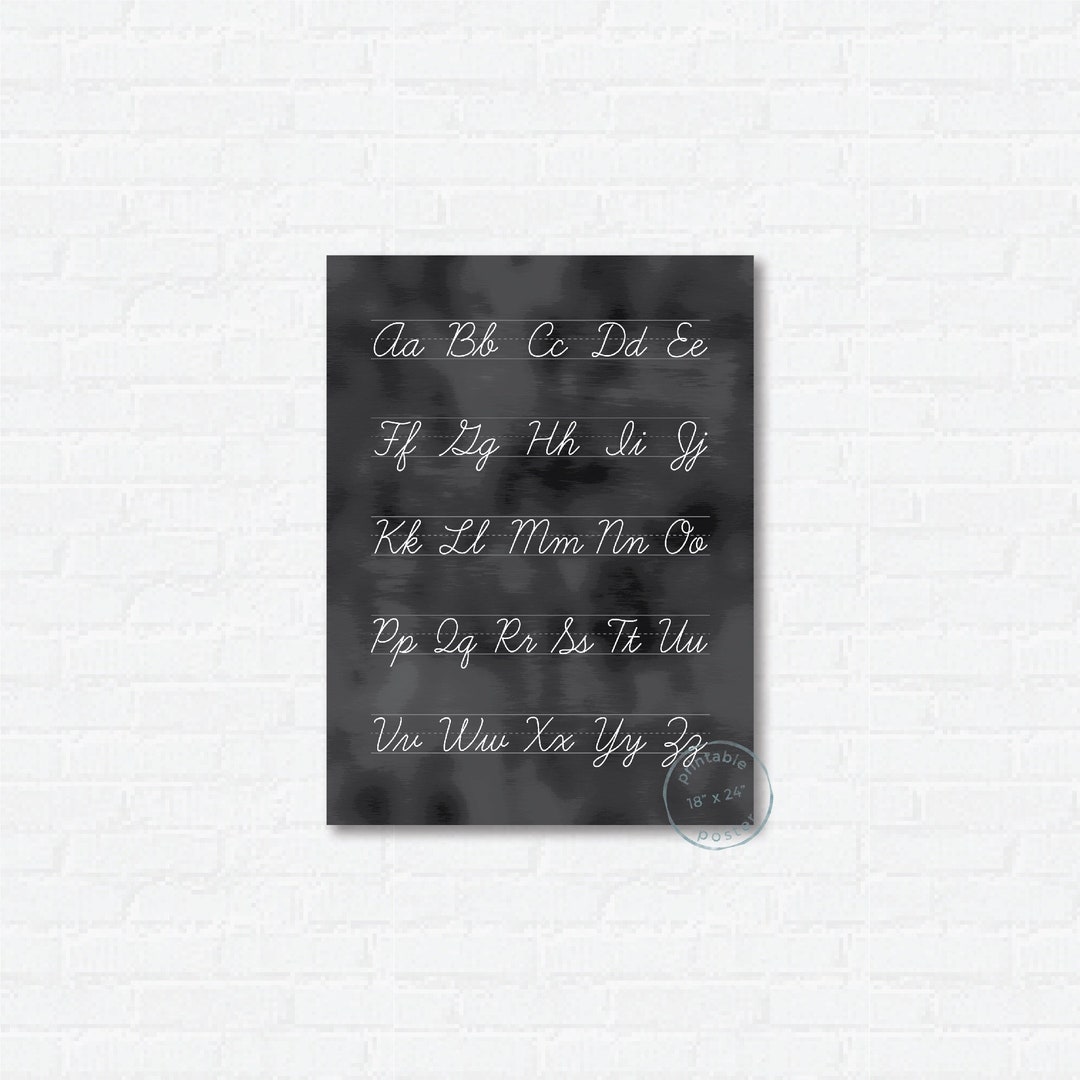Blackboard Cursive Alphabet Poster Printable | Kids Wall Art ...