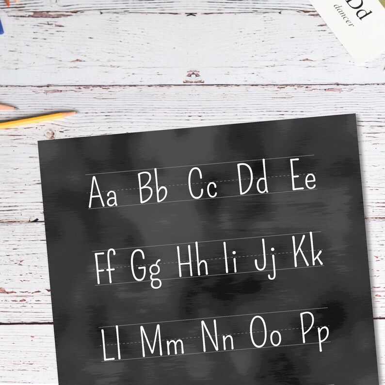 Blackboard Alphabet Poster Printable | Kids Wall Art | Black and White ...
