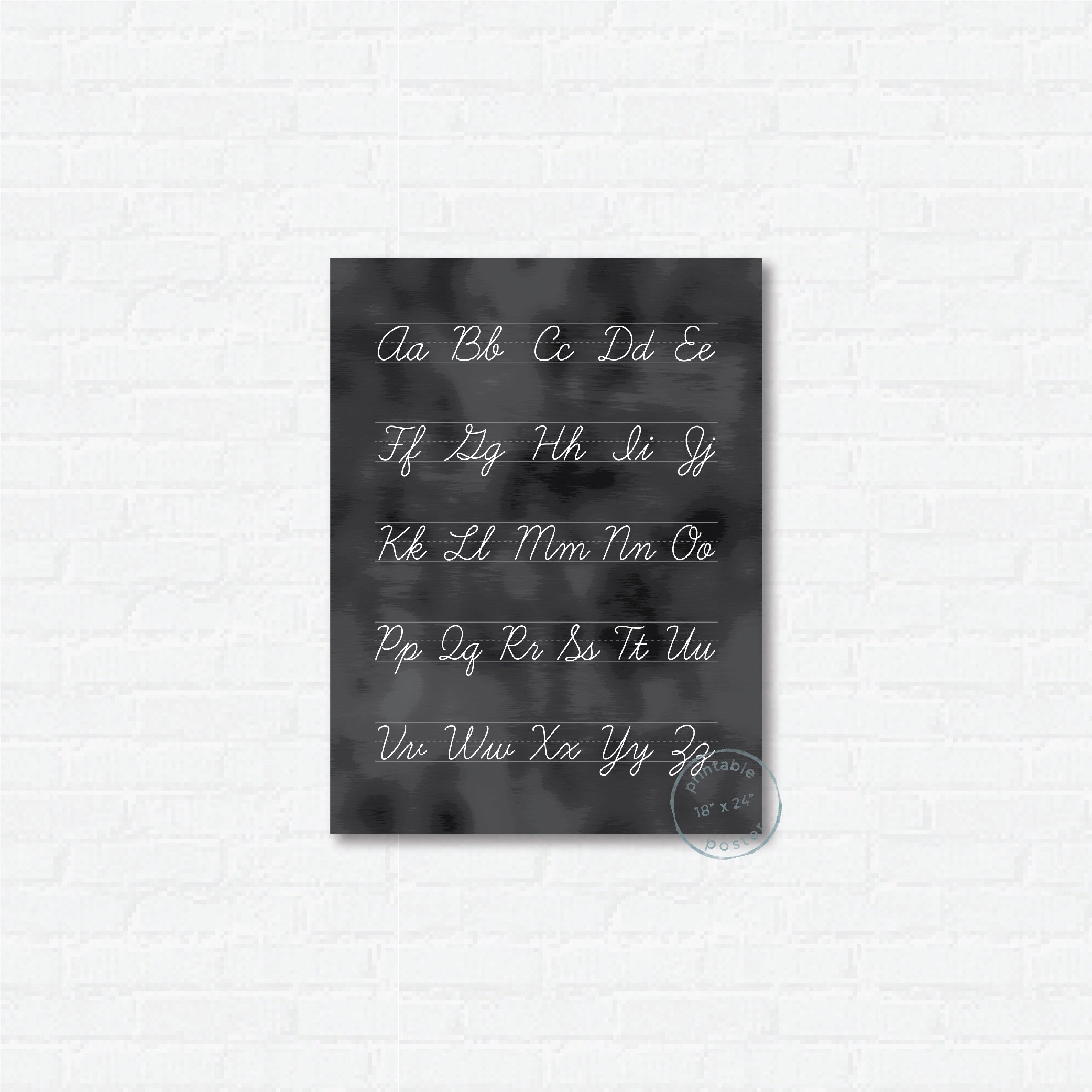 Blackboard Cursive Alphabet Poster Printable Kids Wall Art - Etsy