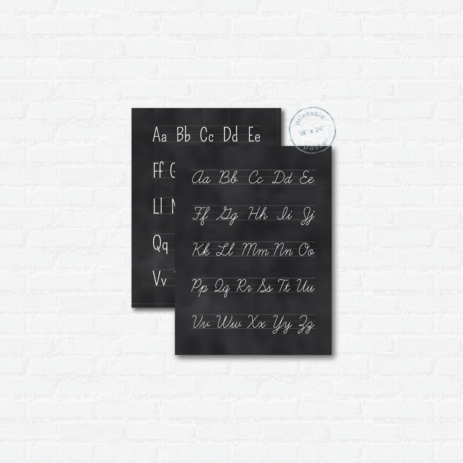 Blackboard Cursive Alphabet Poster Alphabet Poster Alphabet Posters