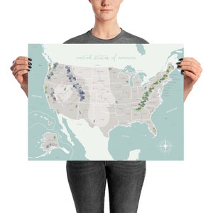 Illustrated US Map Homeschool Classroom Decor Map of the United States ...