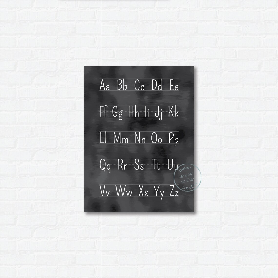 Blackboard Alphabet Paper Art Print Kids Room Wall Art - Etsy