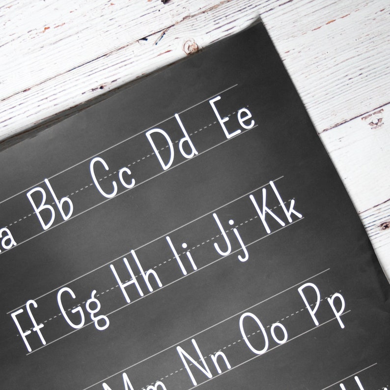 Rustic Farmhouse Alphabet Chart Poster | Handwritten Letters for Kids ...