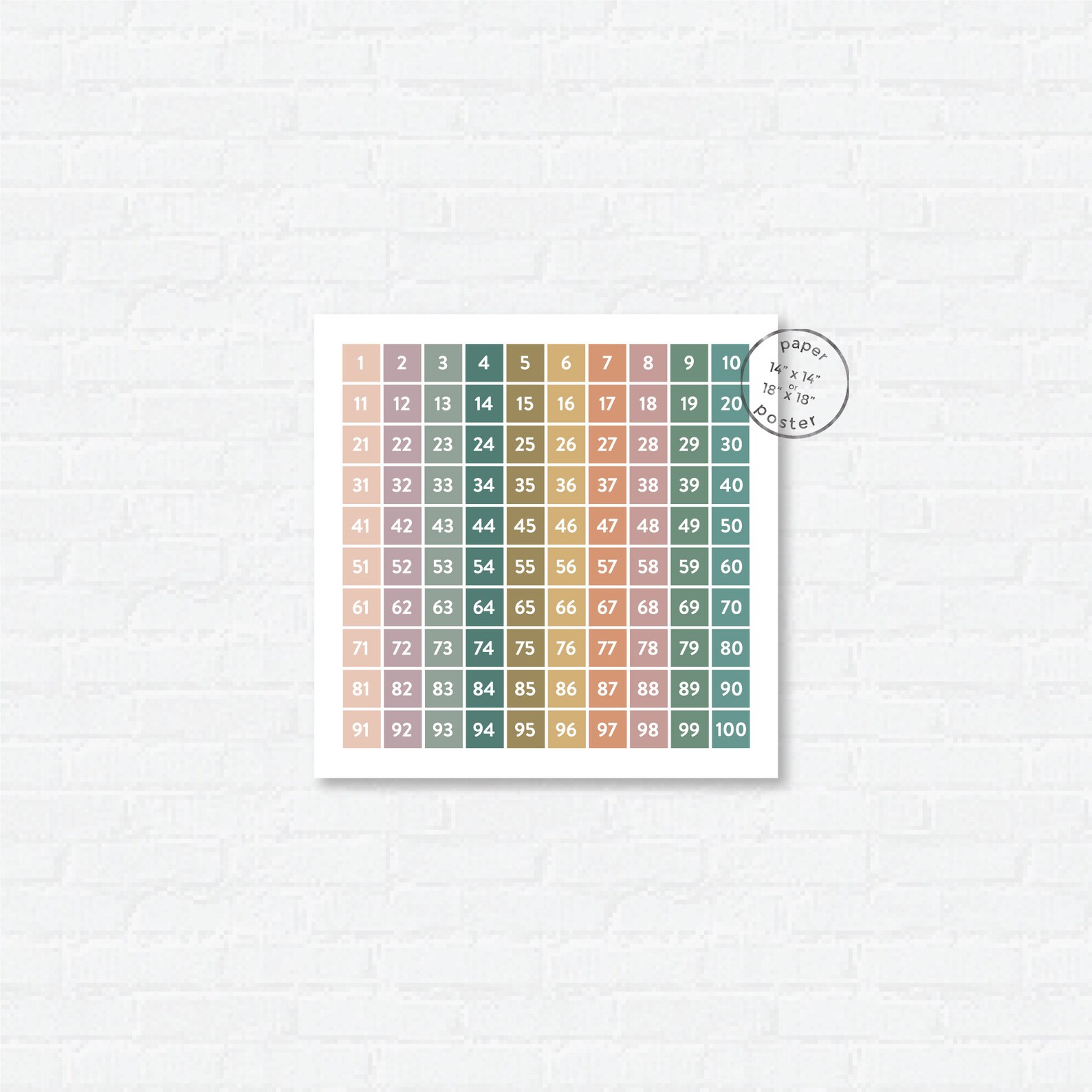 Hundreds Chart for Homeschool Pretty Modern Math Chart - Etsy