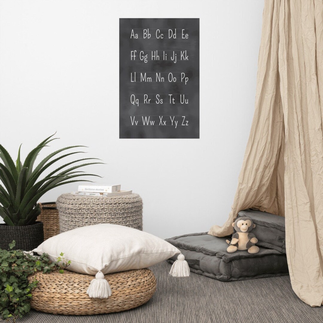 Rustic Farmhouse Alphabet Chart Poster | Handwritten Letters for Kids ...