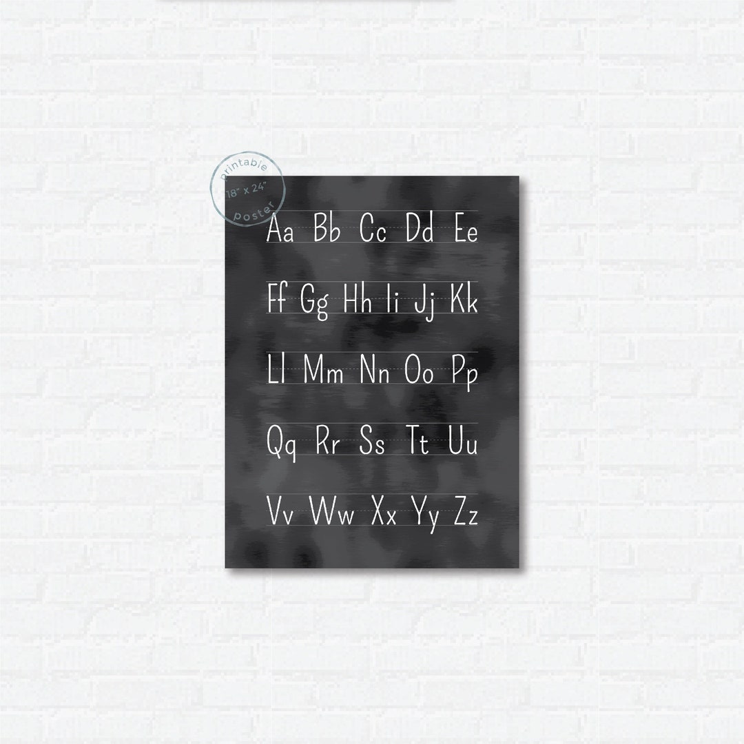 Blackboard Alphabet Poster Printable Kids Wall Art for Classroom or ...