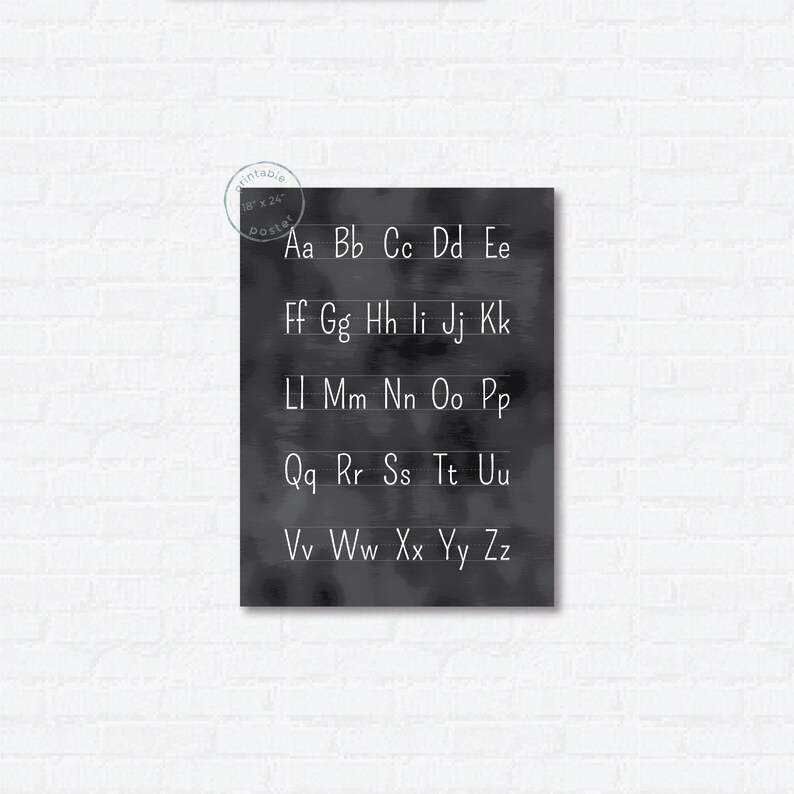 Blackboard Alphabet Poster Printable Kids Wall Art for Classroom or ...