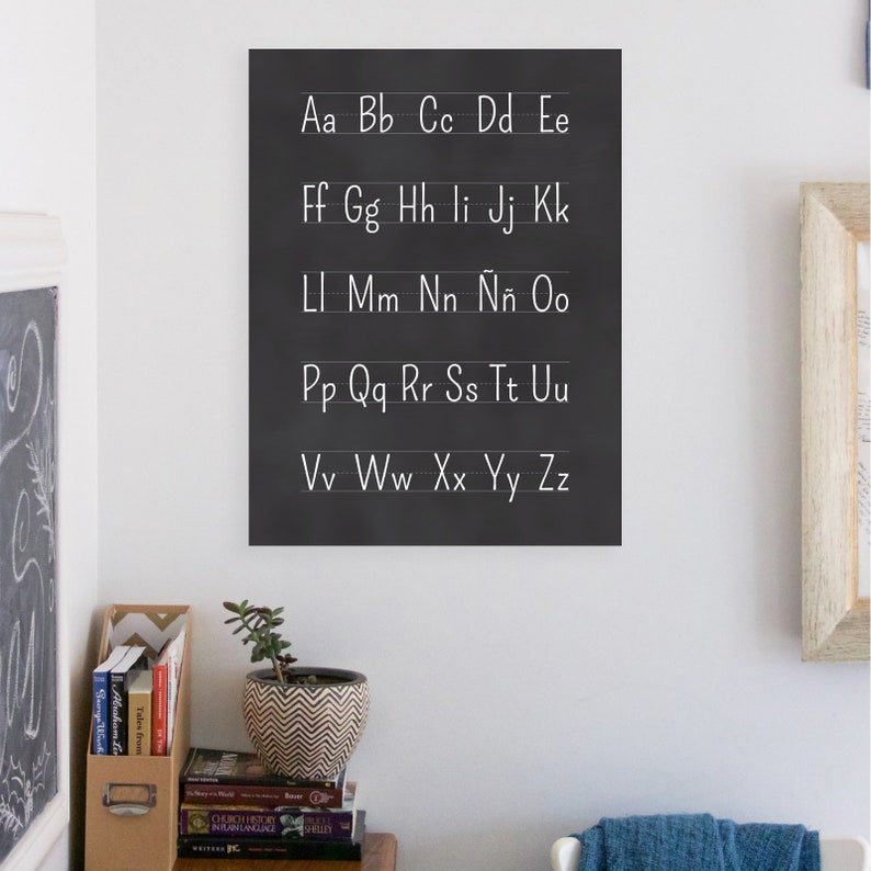 SPANISH Cursive & Print Blackboard Alphabet Poster Printable Bundle ...