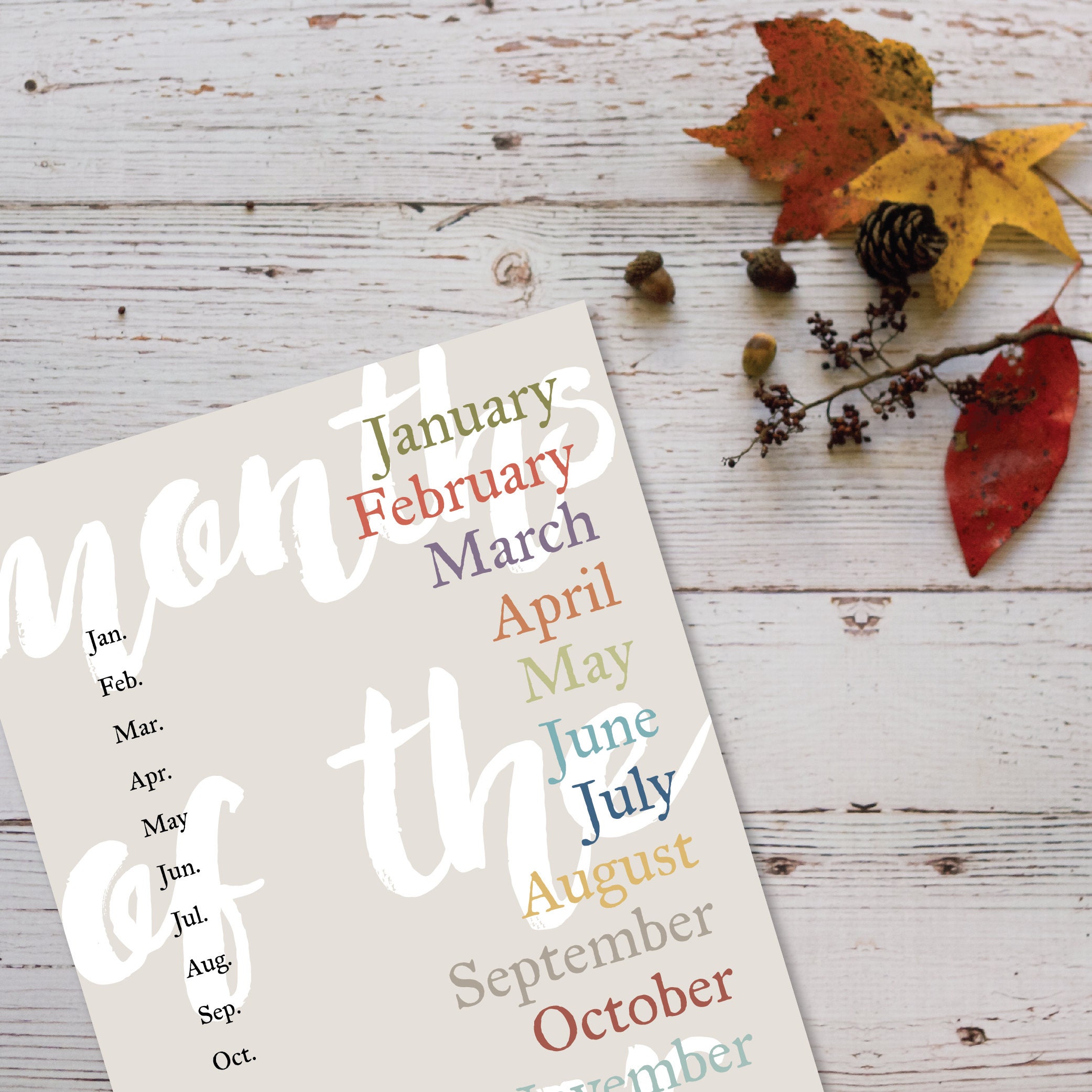 Months of the Year Paper Poster Print - Classroom or Homeschool Poster ...