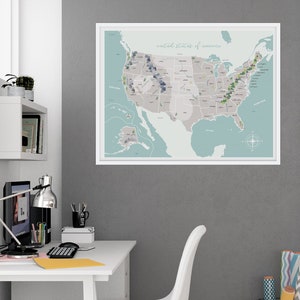 Illustrated US Map Homeschool Classroom Decor Map of the United States ...