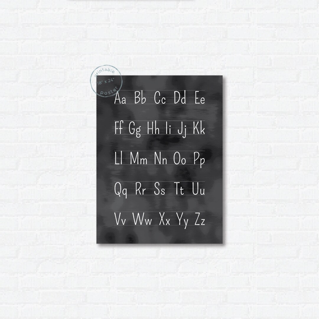 Blackboard Alphabet Poster Printable | Kids Wall Art | Black and White ...