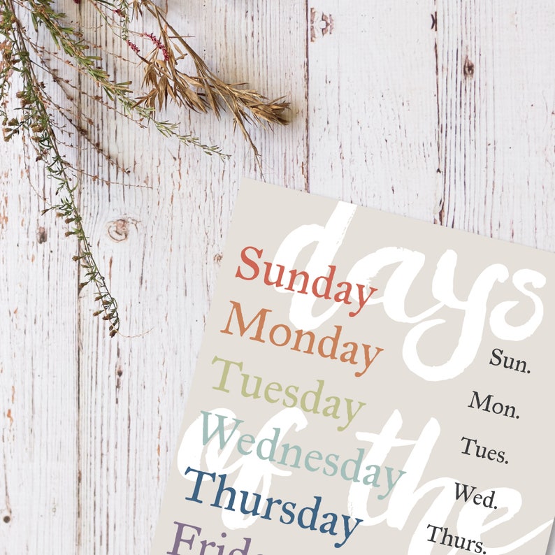 Days & Months Printable Poster Bundle - Classroom or Homeschool Poster ...