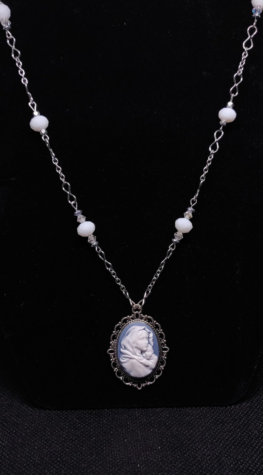 Blessed Mother and Baby Jesus, Cameo, Necklace/jewelry/religious ...