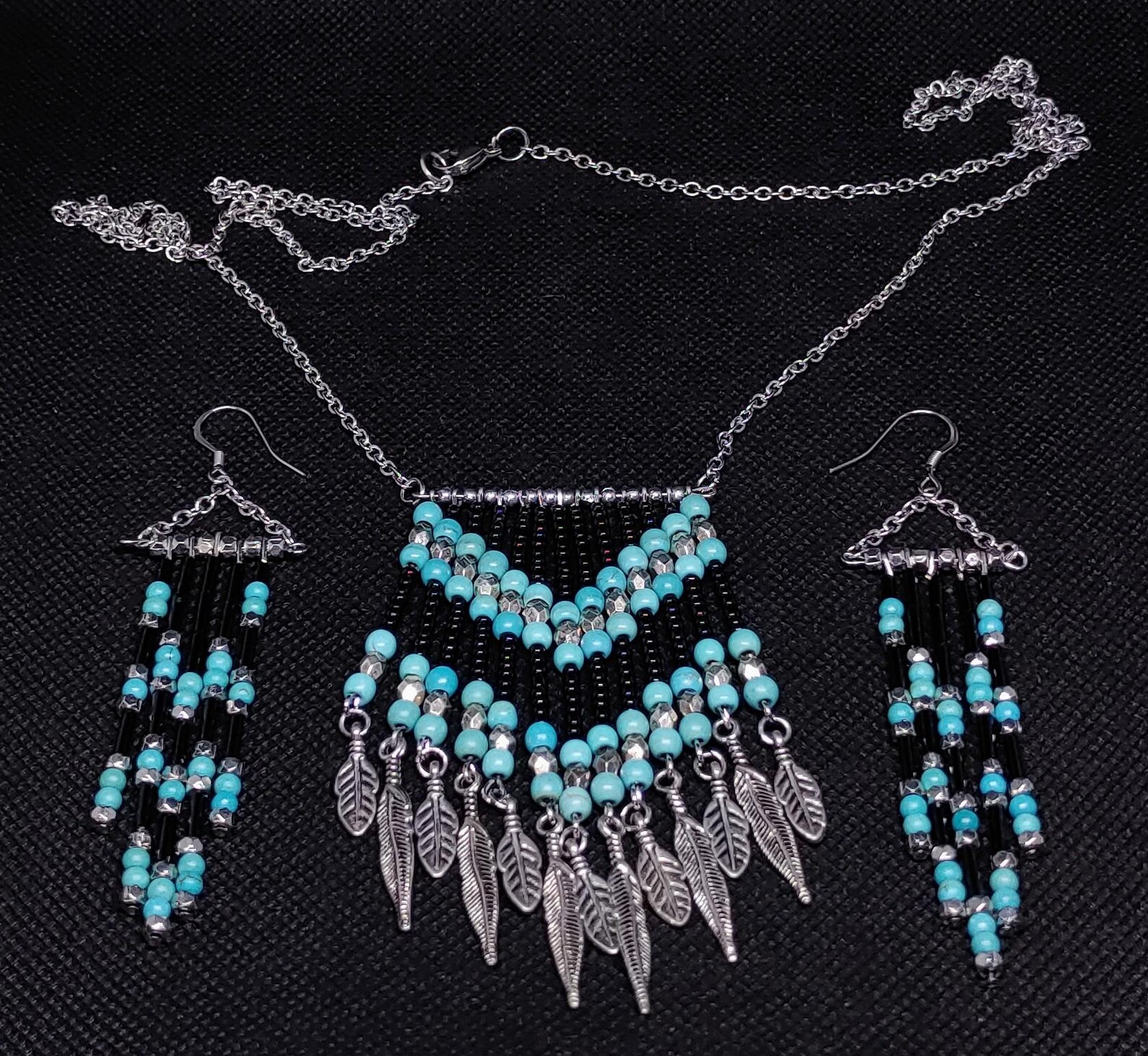 Native American, Feather, Necklace and Earring Set. - Etsy