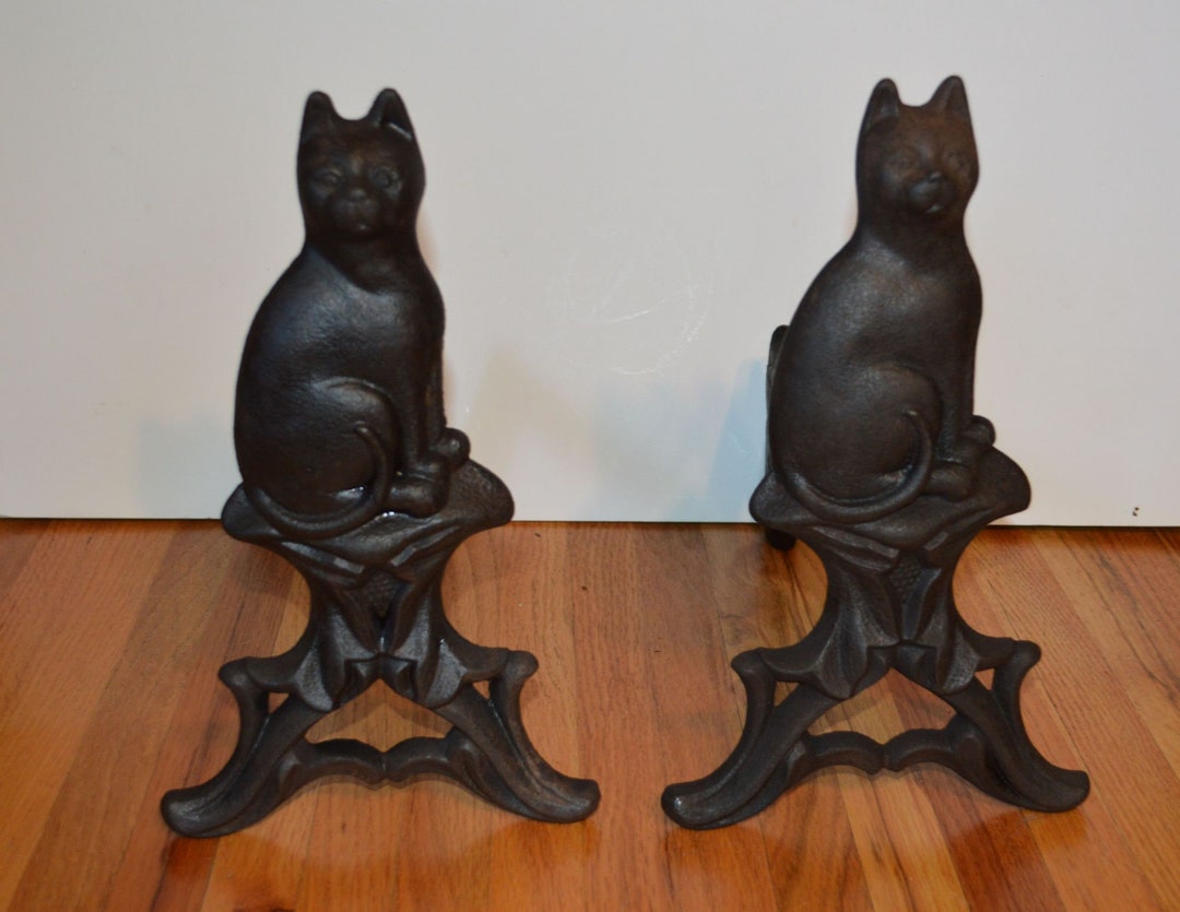 SALE! Extremely Rare Ohio Cat Andirons 19th Century by M. Greenwood ...
