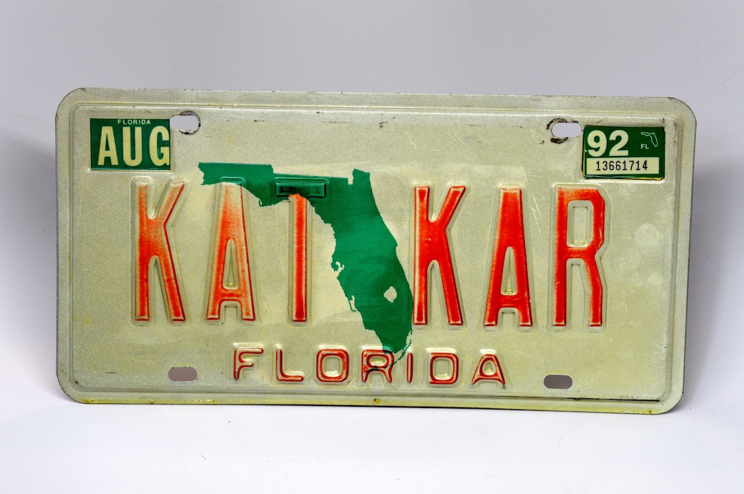 Vintage Original Cat Themed Vanity Florida License Plate August 1992 ...