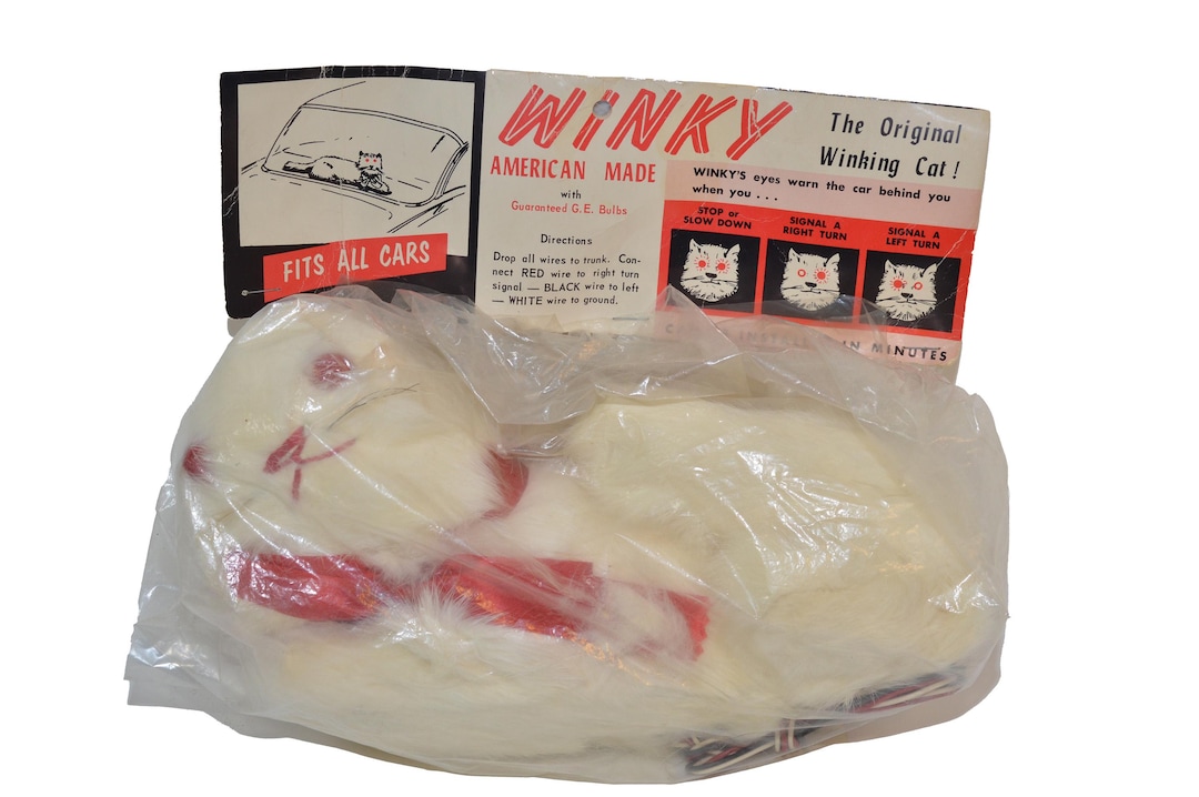Classic Car 1950's Automobile Vintage Winky the White Cat With Blinking ...