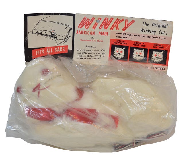 Classic Car 1950's Automobile Vintage Winky the White Cat With Blinking ...