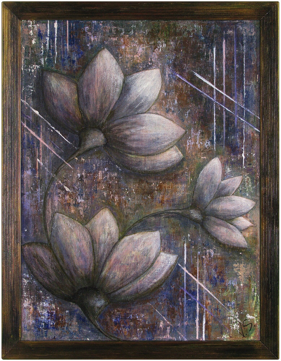 Lotus Flowers, Abstract Acrylic Painting 34x44 Acrylic Painting ...
