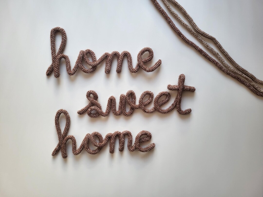 Home Sweet Home Sign, Icord Wired Sign, Knitted Wire Wall Decor, Quoted ...
