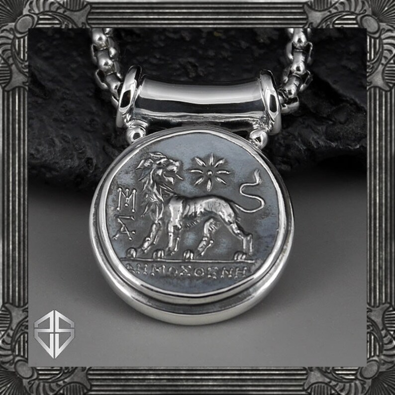 Ancient Greek Lion Coin Replica Pendant 925 Sterling Silver - Etsy