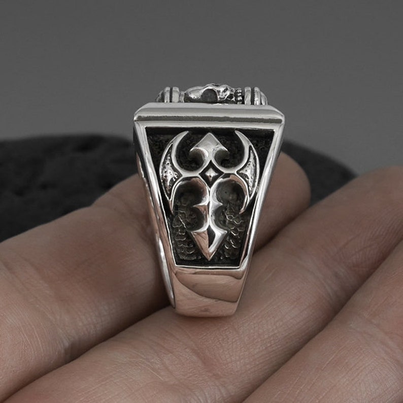 HEAVY Biker Motorcycle Chain Skull Mens Ring 925 Sterling - Etsy