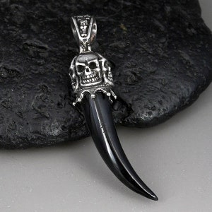 Biker Skull Spike Pendant 925 Sterling Silver Biker Amulet - Etsy