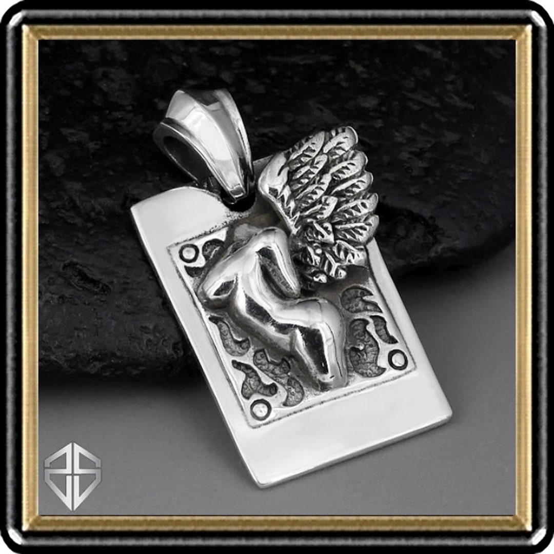 Venus Pendant Winged Venus Dog Tag Style Pendant 925 Sterling Silver ...