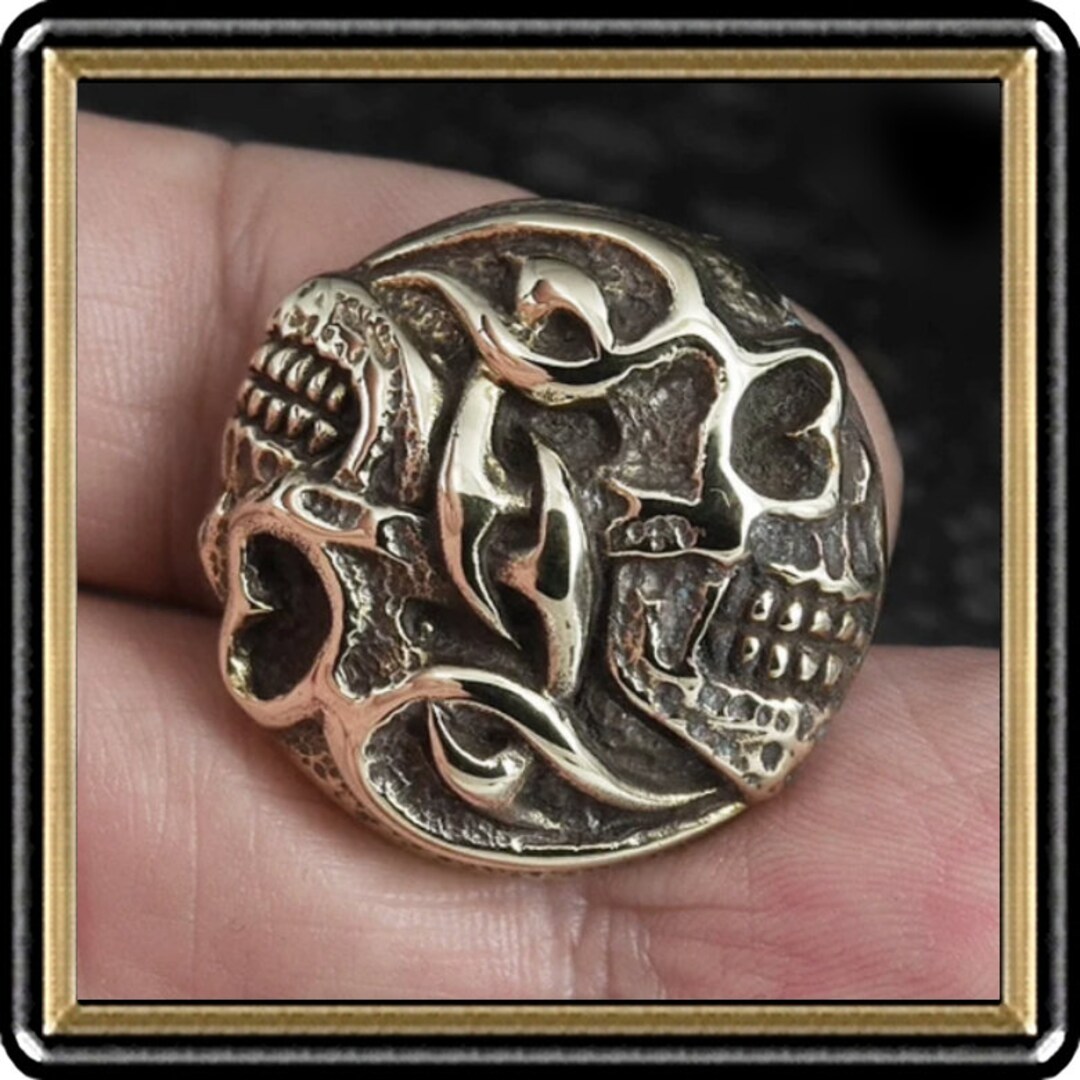 Twin Skull Concho Classic Goth Double Skull Biker Duality Concho ...