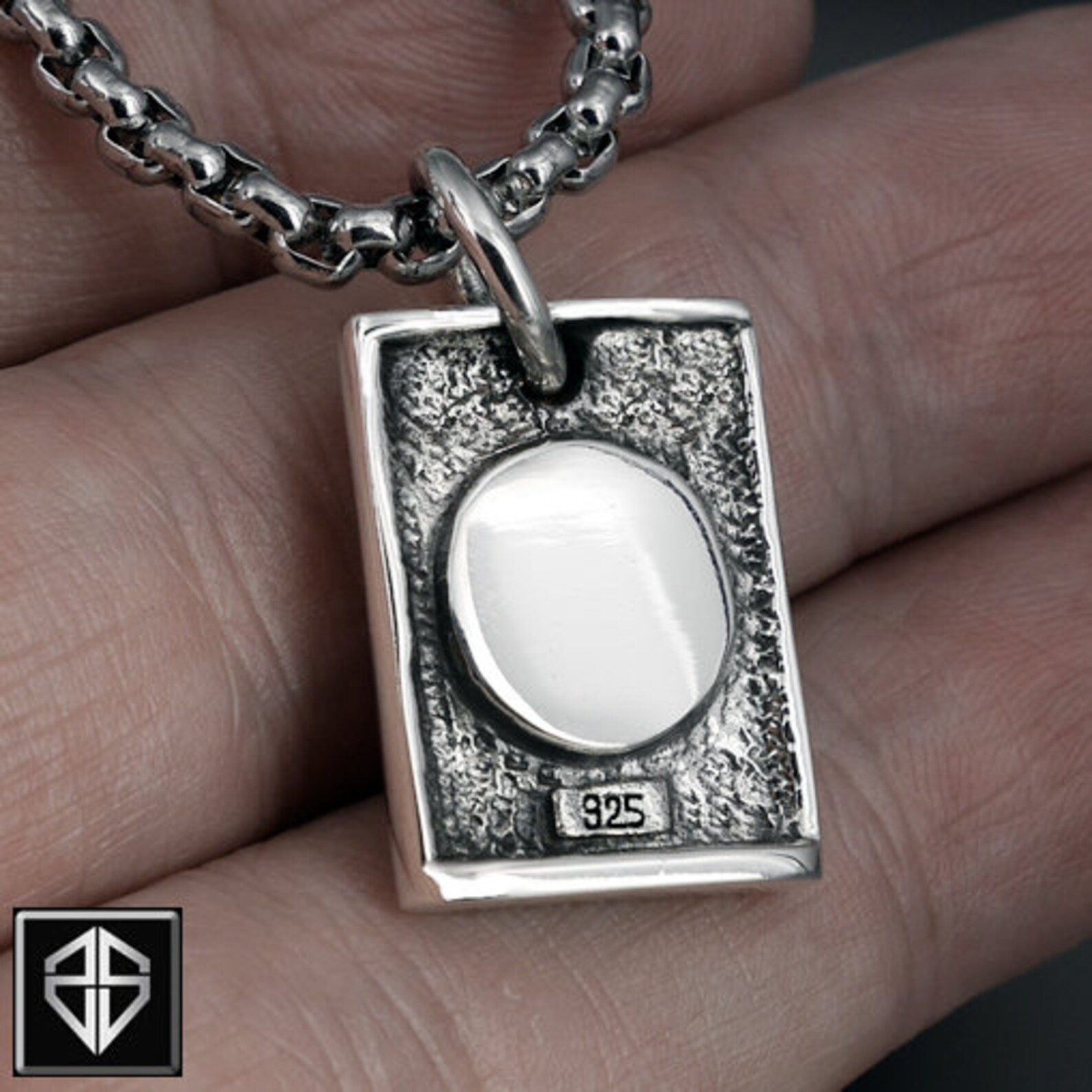 Skull Charm Dog Tag Pendant 925 Sterling Silver Biker Amulet - Etsy