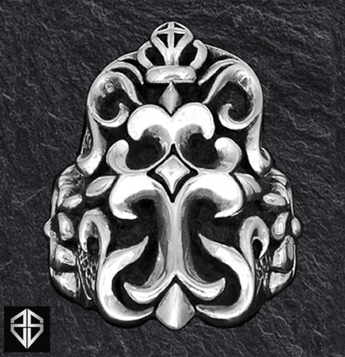 Baroque Cross Ring Heavy 925 Sterling Silver Medieval Custom - Etsy