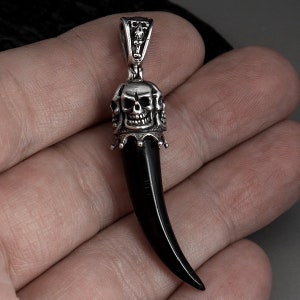 Biker Skull Spike Pendant 925 Sterling Silver Biker Amulet - Etsy