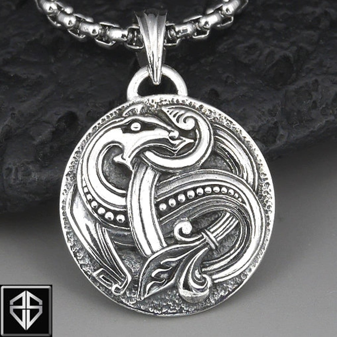 Viking Medieval Serpent of Midgard Pendant 925 Sterling Silver - Etsy