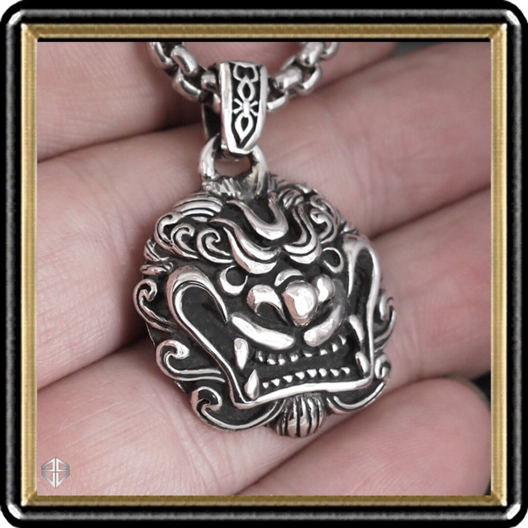 Foo Dog Pendant Japanese Foo Lion Shisha Dog Guardian Sterling Silver ...