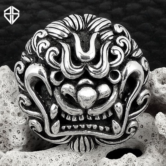 Japanese Foo Lion Shisha Sterling Silver Concho Leather - Etsy