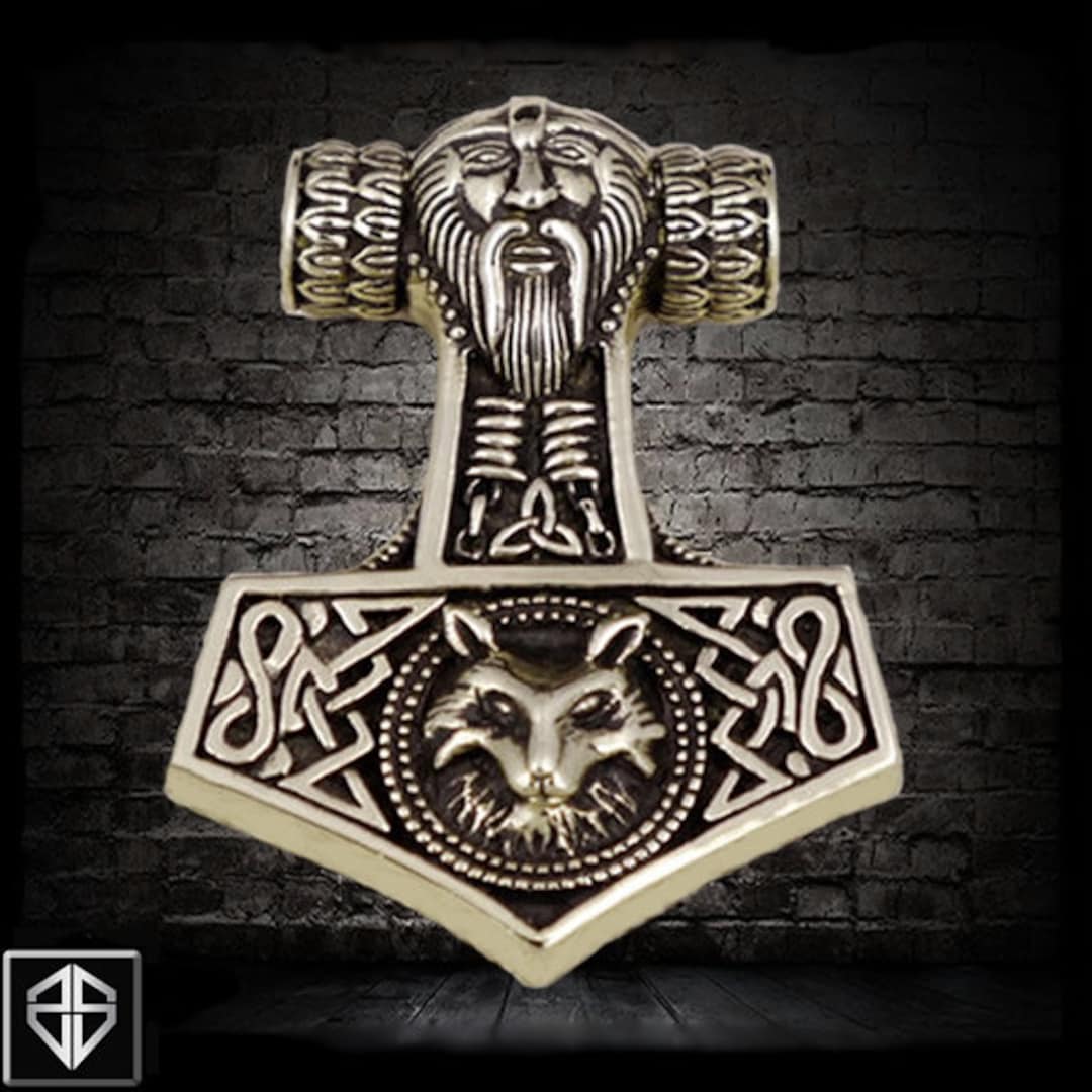 Thors Hammer Pendant Viking Asatru Norse Pendant Odins Wolf Mjollnir - Etsy