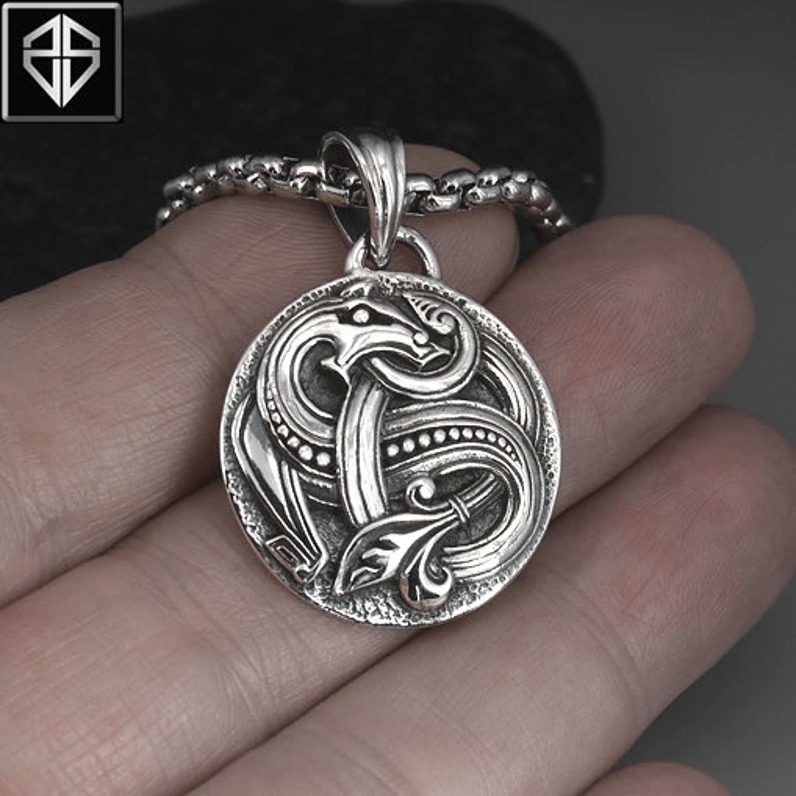 Viking Medieval Serpent of Midgard Pendant 925 Sterling Silver - Etsy