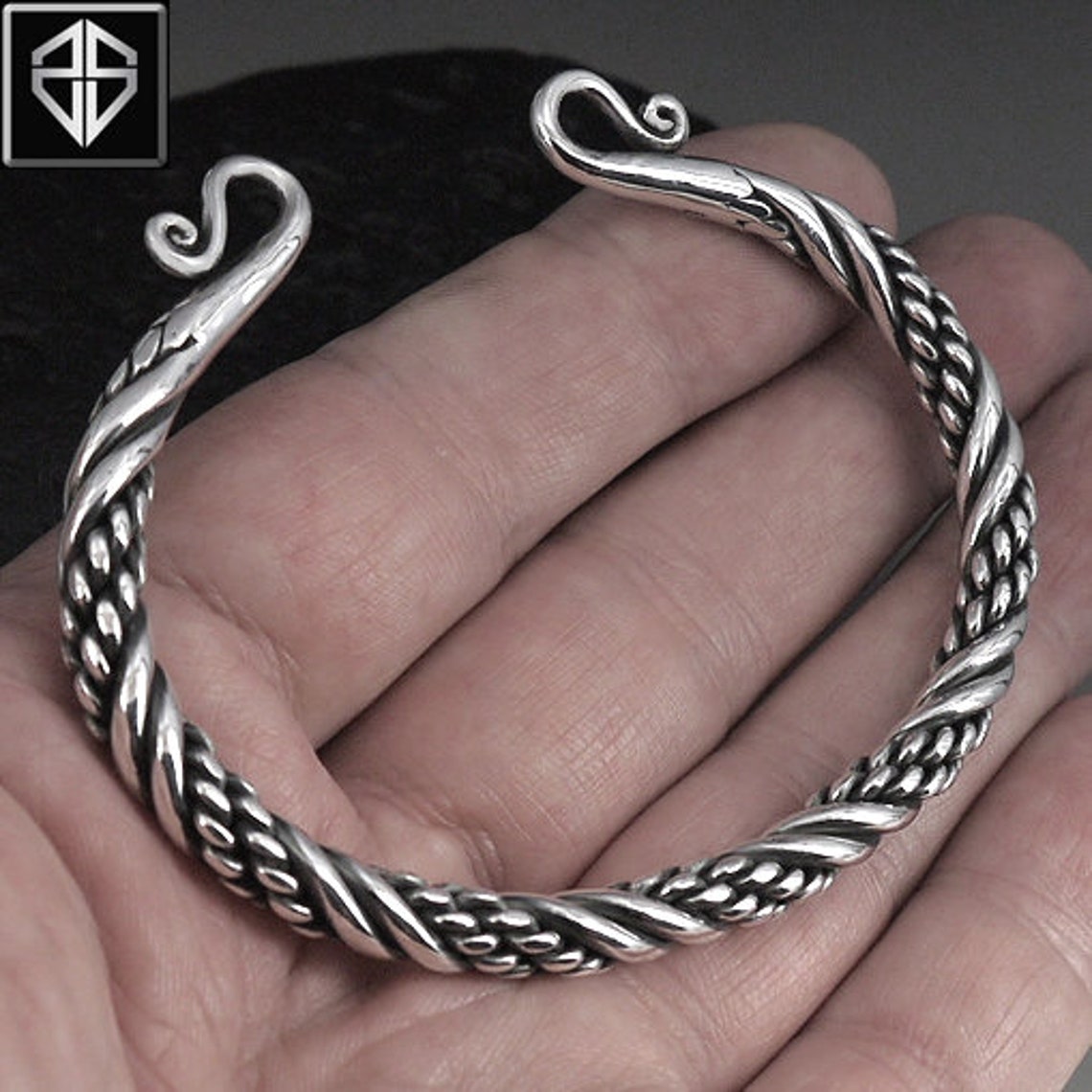 Viking Torc Arm Ring Cuff Bracelet Solid Sterling Silver Norse - Etsy