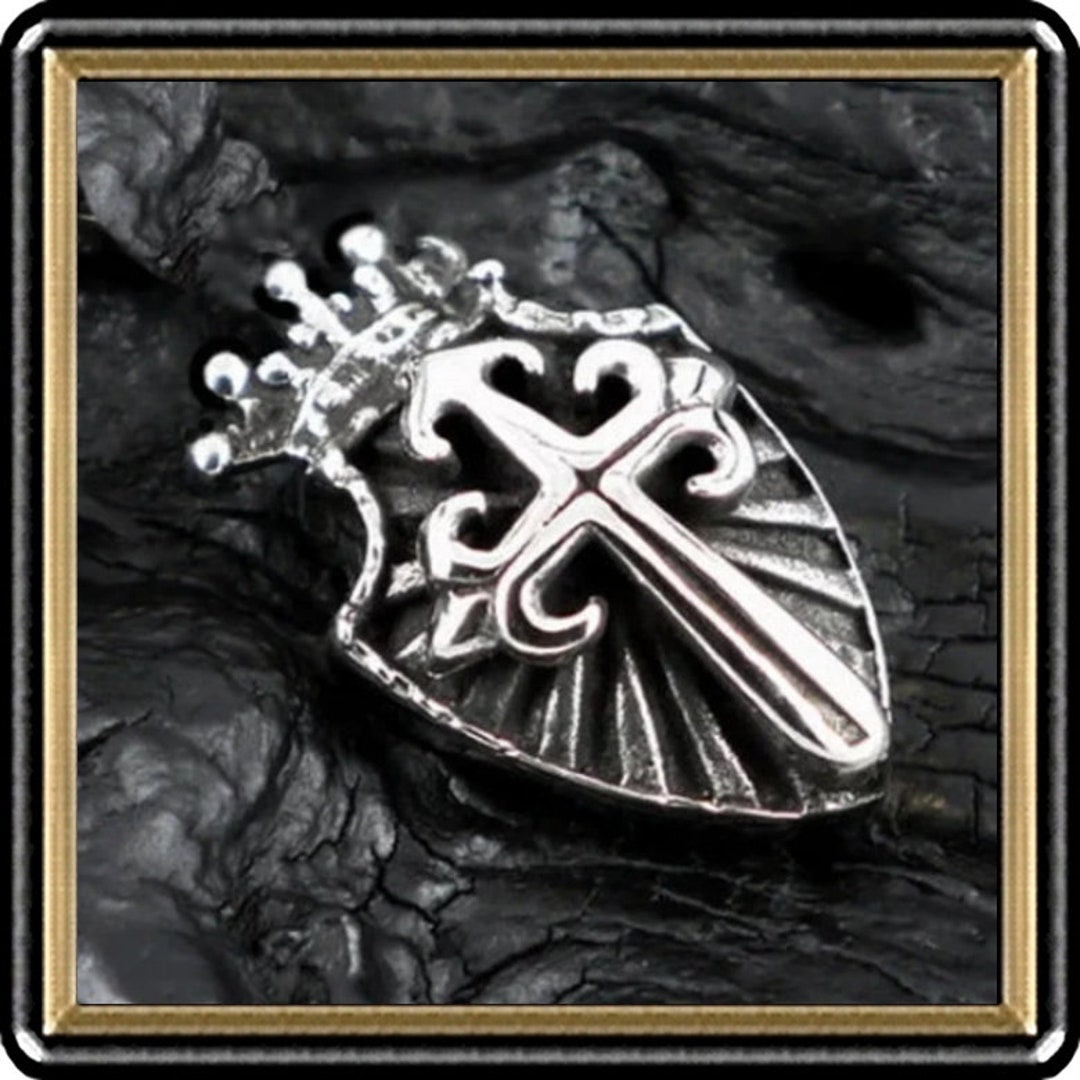 Cross Concho Goth Medieval Crowned Fleur Cross Concho White Bronze One ...
