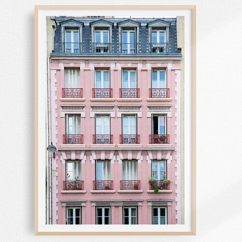 Pink Building in Paris Art Photograph - Etsy
