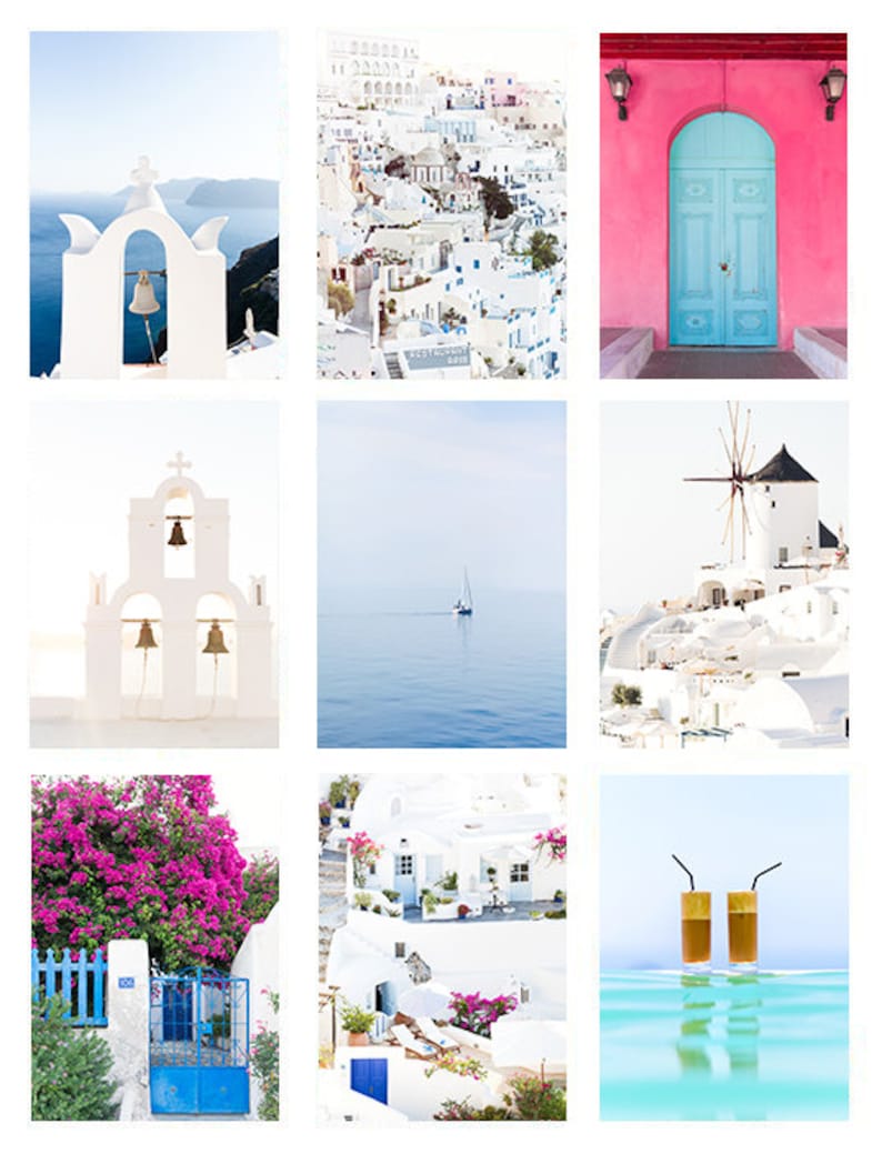 Set of Greece Prints, Greece Photo Prints Set, Greece Landmarks Photo ...