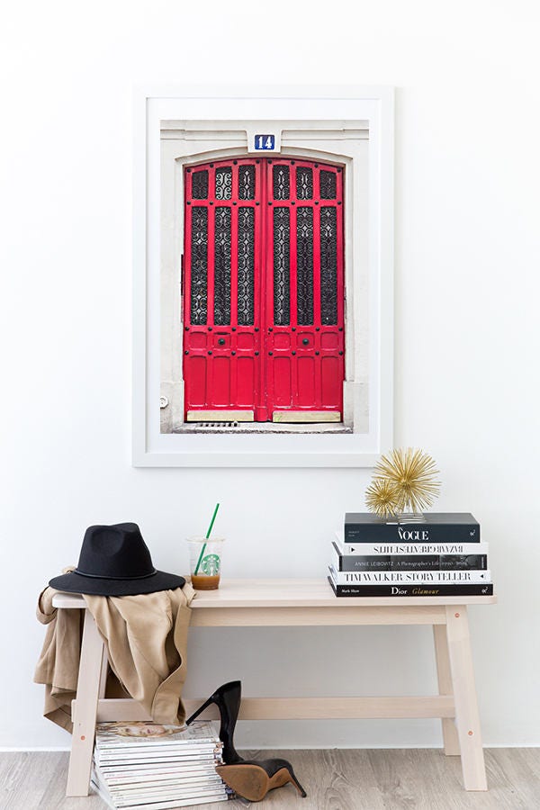 Red Paris Photos Red Door Wall Art Parisian Double Door - Etsy