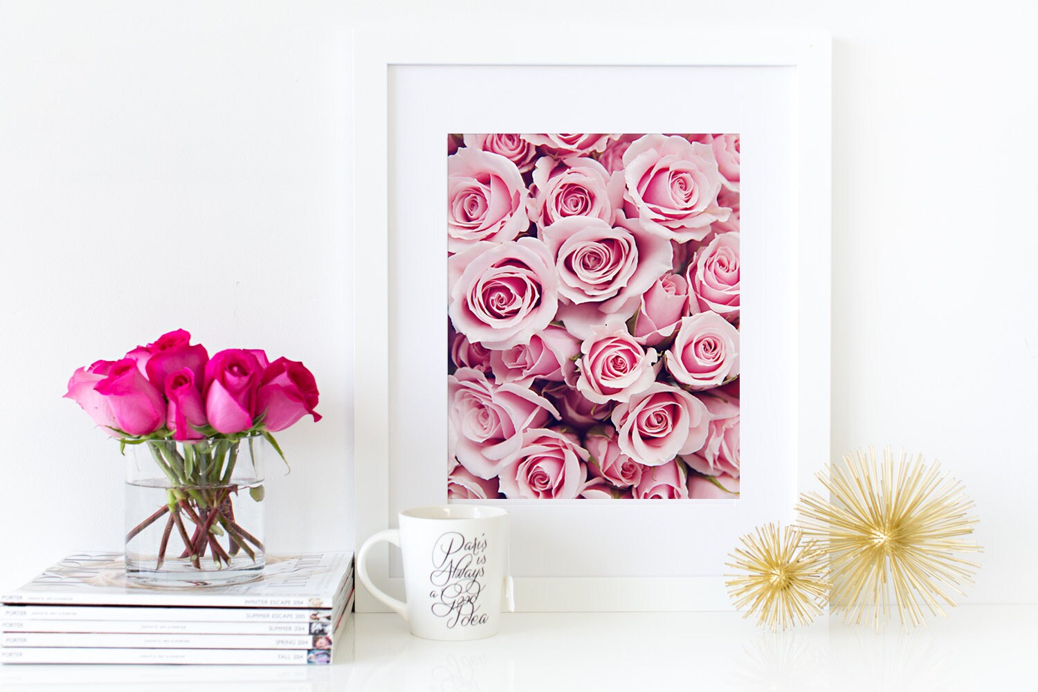 Pink Flower Poster Roses Photography Pink Roses Print Pink - Etsy