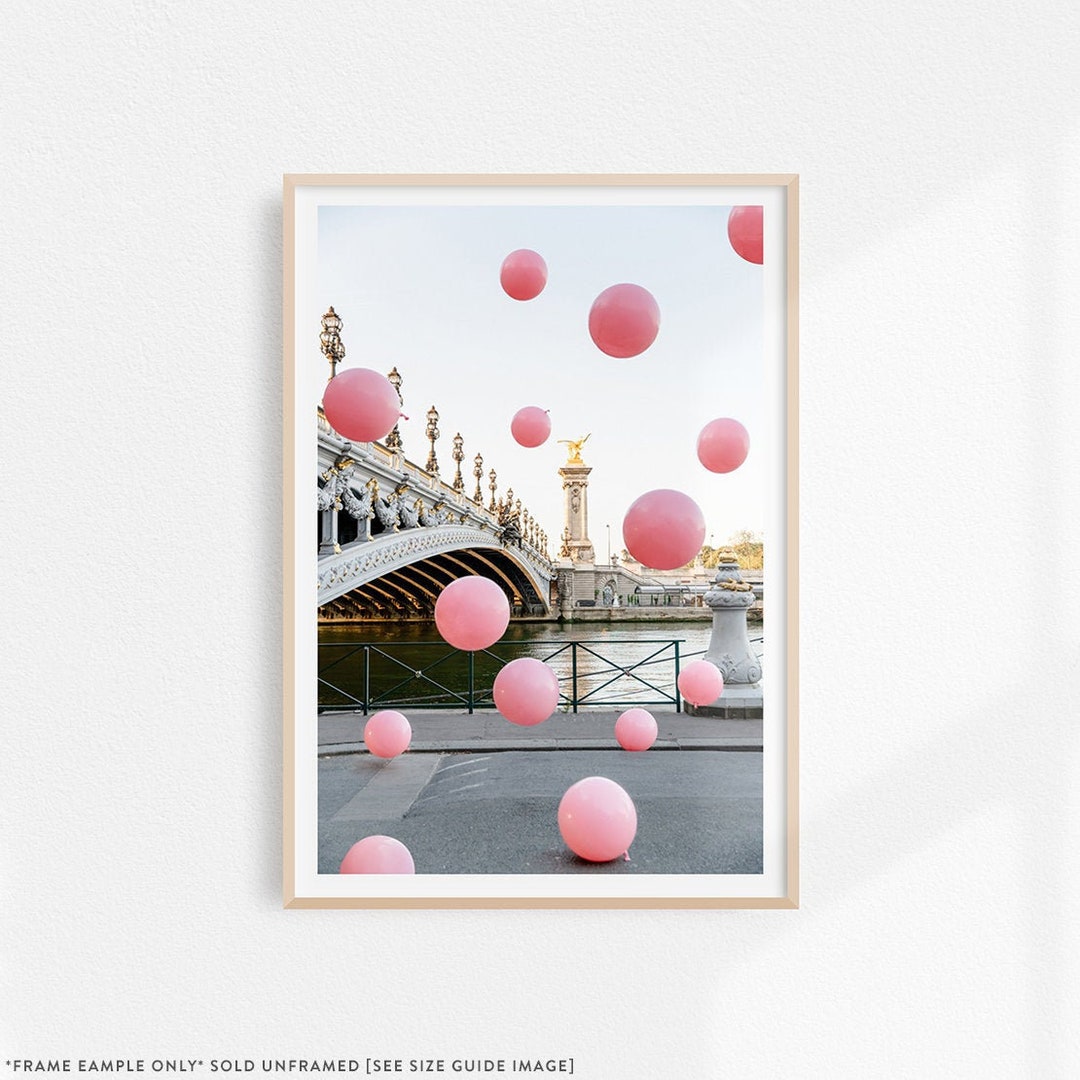 Pink Balloon Photography Paris, Light Pink Wall Art, Pink Decor, Paris ...