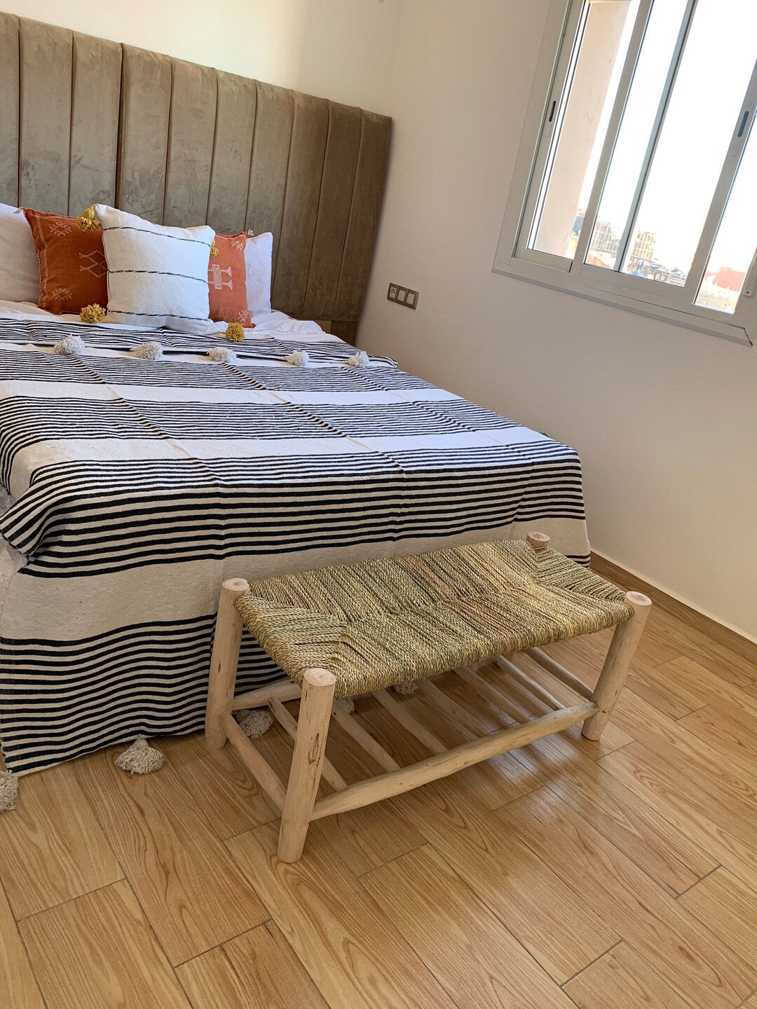 Beautiful Moroccan Black and White Pom-poms Coton Blanket - Etsy